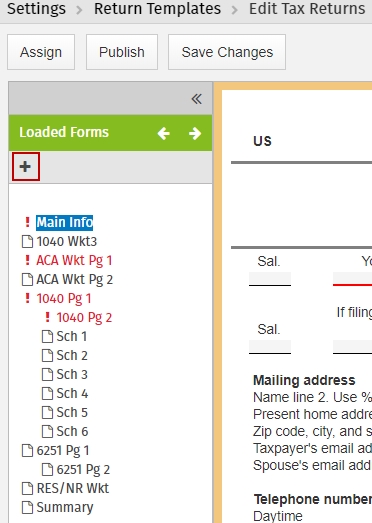 Edit Return Templates